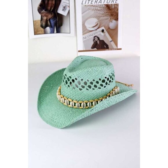 Diona J | Accessories | Diona J Sea Shell Hat Band Cowboy Straw Hat ...
